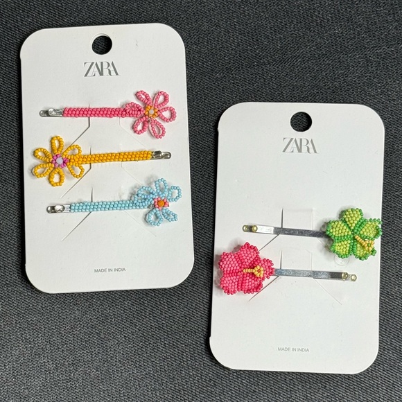 Zara | Accessories | Nwt Zara Girls Kids Beaded Floral Hair Clips 2 ...